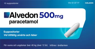 Köp Alvedon 500 mg Paracetamol, Suppositorier, 10 st på Kronans Apotek ...