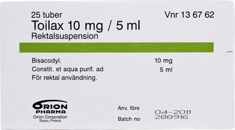 Köp Toilax Rektalsuspension 10 mg/5 ml 25 x 5 milliliter på Kronans ...