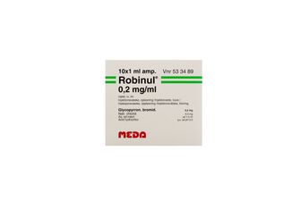 Köp Robinul Injektionsvätska, lösning 0,2 mg/ml Glykopyrroniumbromid 10 ...