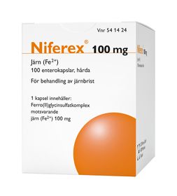 Köp Niferex Enterokapsel, hård 100 mg Behandling av järnbrist, Järn(II ...